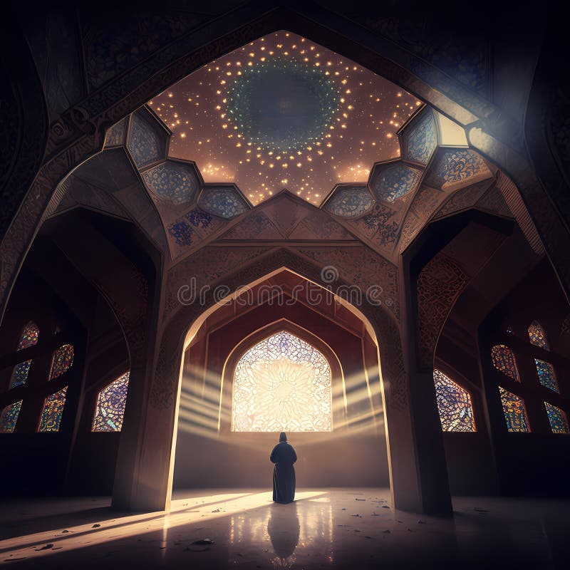 Prayer at Iran Mosque. Generative AI Stock Illustration - Illustration ...