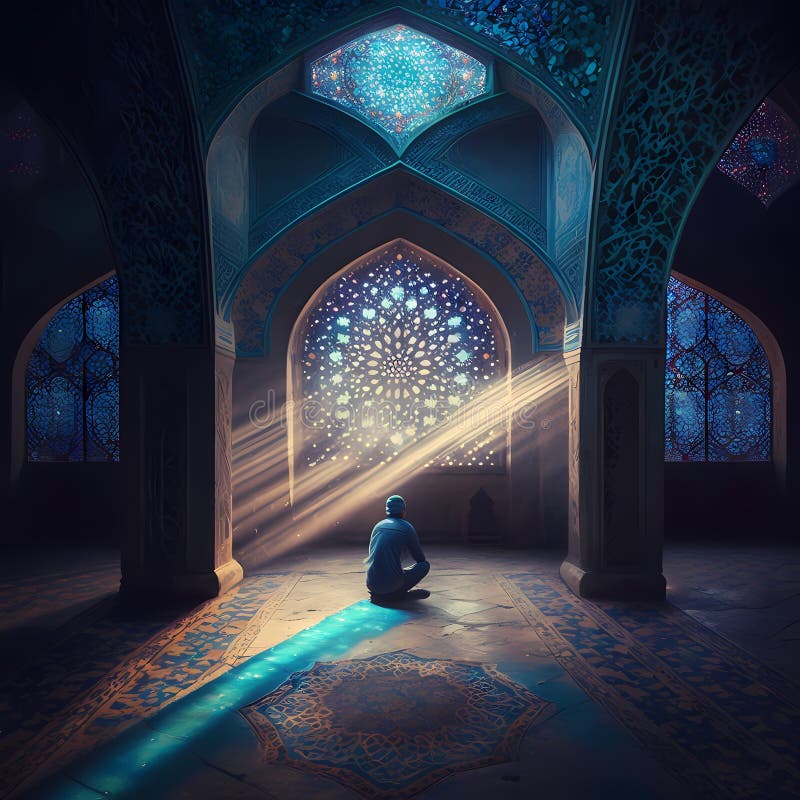 Prayer at Iran Mosque. Generative AI Stock Illustration - Illustration ...