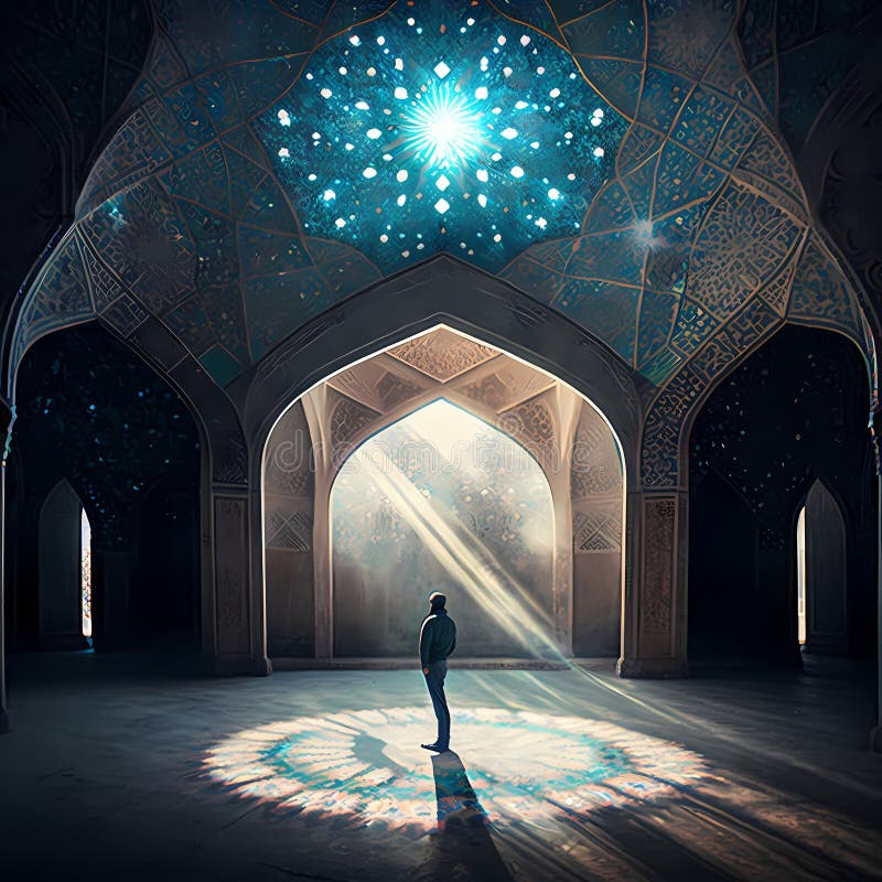 Prayer at Iran Mosque. Generative AI Stock Illustration - Illustration ...