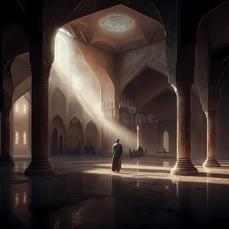 Prayer at Iran Mosque. Generative AI Stock Illustration - Illustration ...
