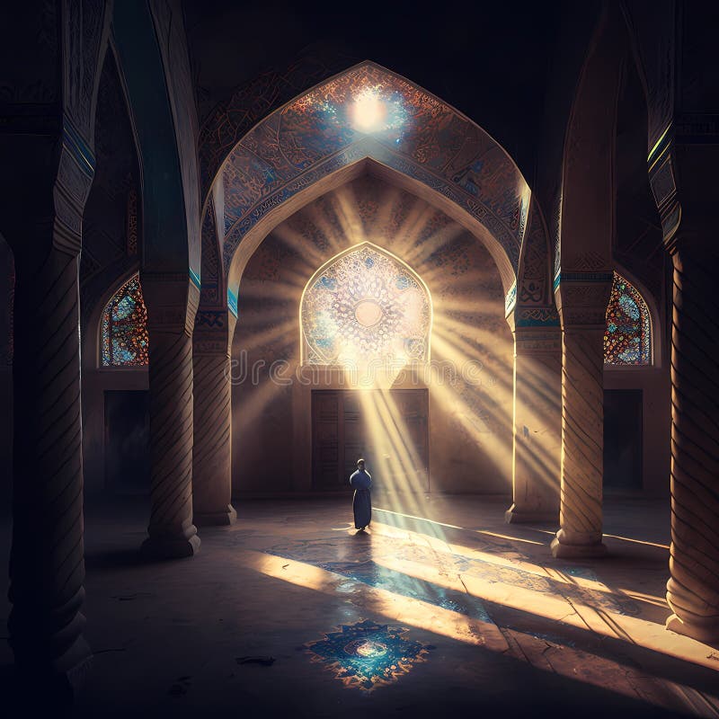 Prayer at Iran Mosque. Generative AI Stock Illustration - Illustration ...