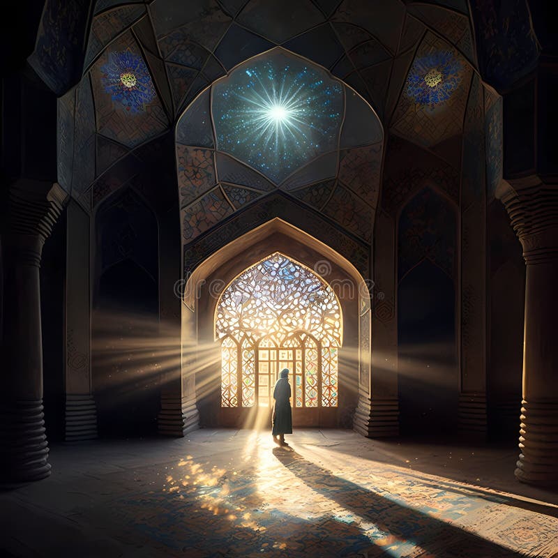 Prayer at Iran Mosque. Generative AI Stock Illustration - Illustration ...