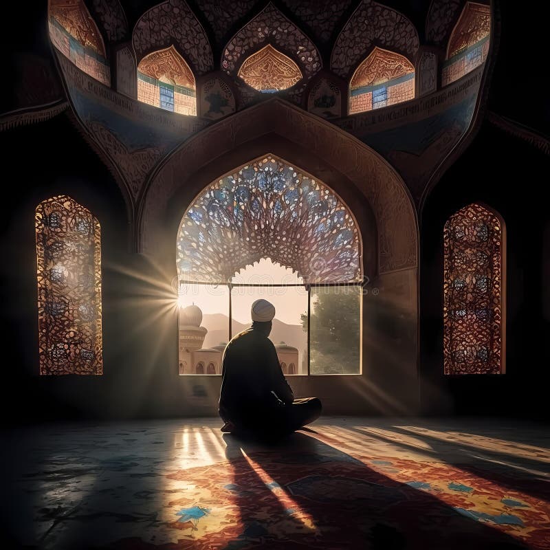 Prayer at Iran Mosque. Generative AI Stock Illustration - Illustration ...