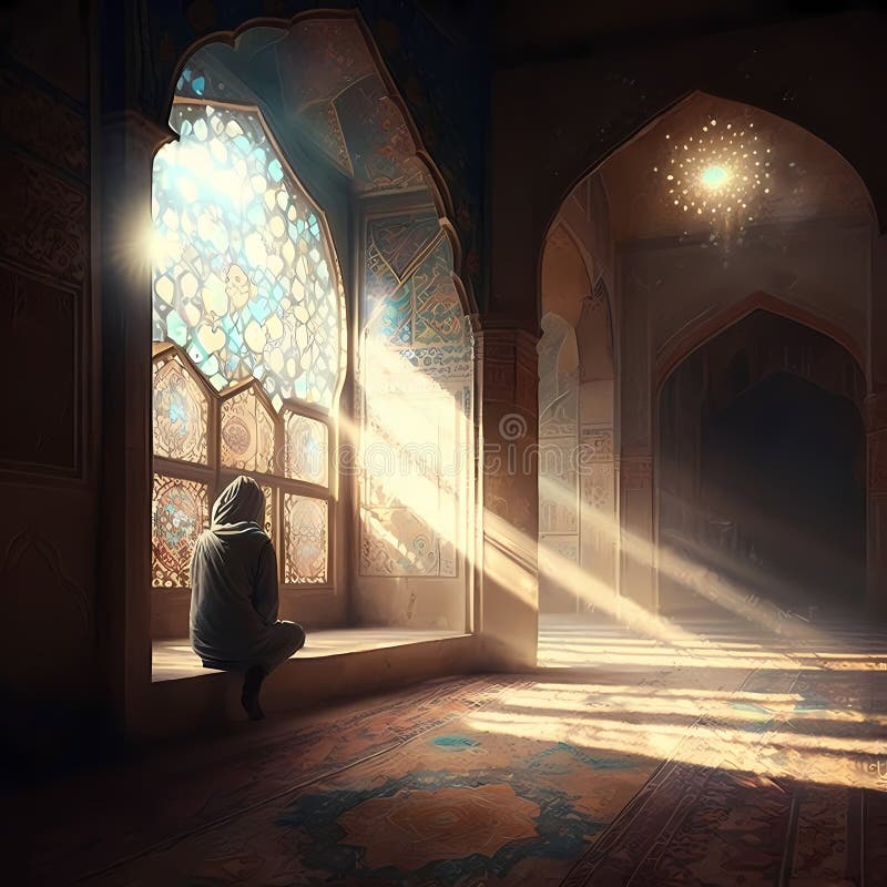 Prayer at Iran Mosque. Generative AI Stock Illustration - Illustration ...