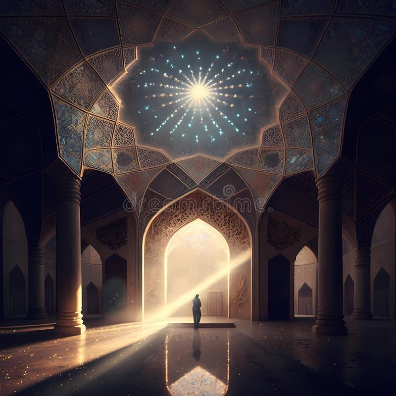 Prayer at Iraq Mosque. Generative AI Stock Illustration - Illustration ...