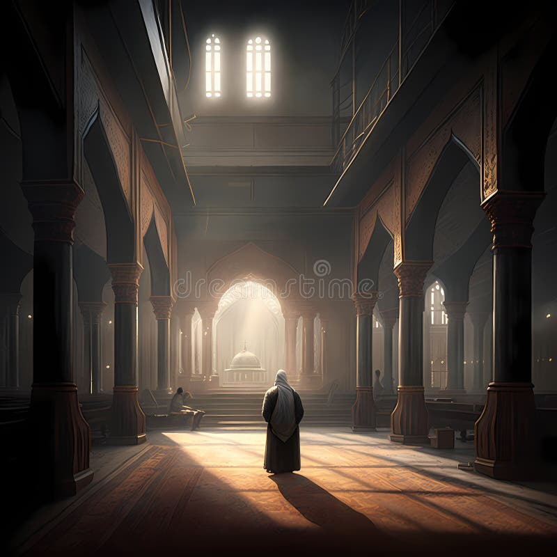 Prayer at Java Mosque. Generative AI Stock Illustration - Illustration ...