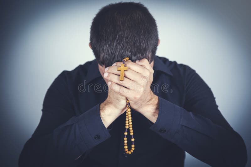 Prayer Man Hand Cross on the Street Stock Photo - Image of book, father ...