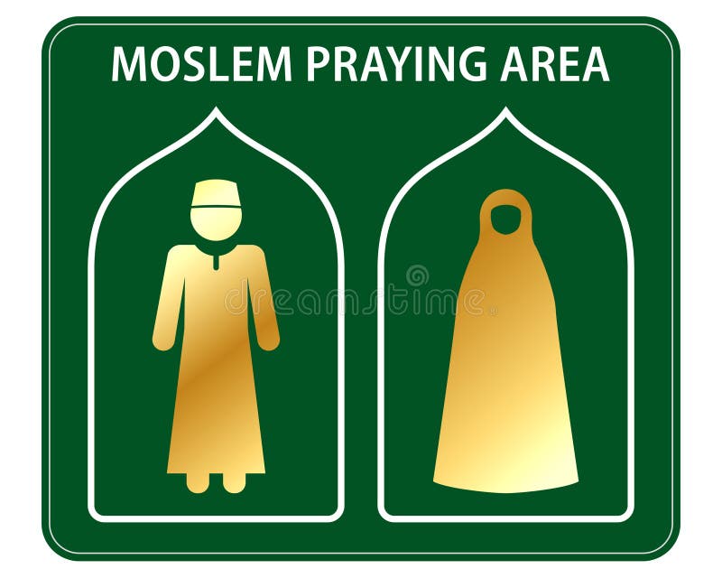 Set of Mosque Icon or Prayer Room Sign Isolated. 3D Illustration ...