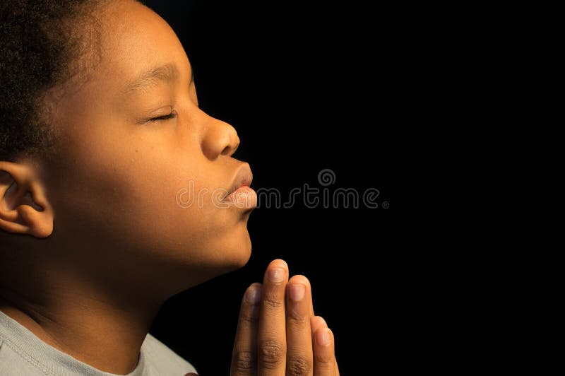 Praying African American Boy Stock Photo - Image of relaxed, devoted ...