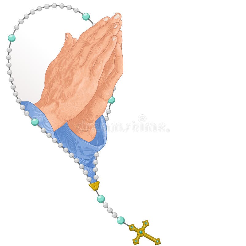 Praying Hands with Christian Rosary Stock Vector - Illustration of ...
