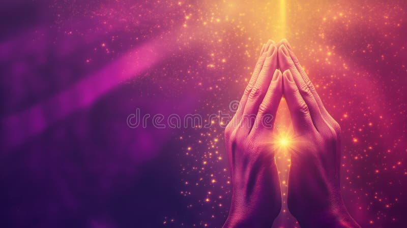 Praying Hands in Cosmic Light Stock Illustration - Illustration of ...