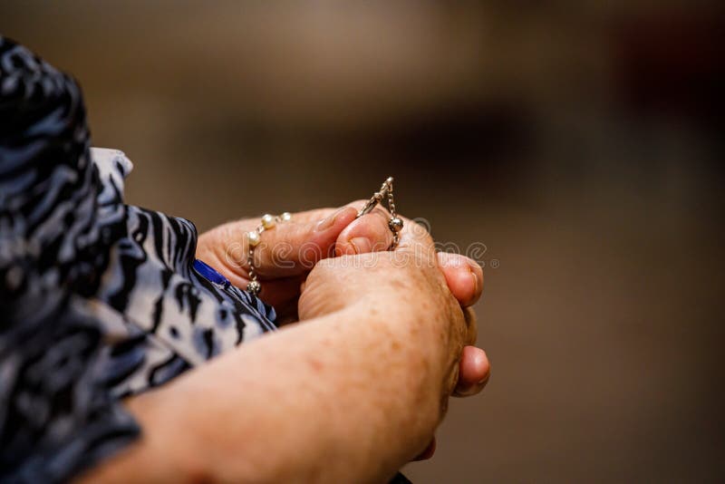 Praying Hands Holding a Cross Editorial Stock Image - Image of harmony ...