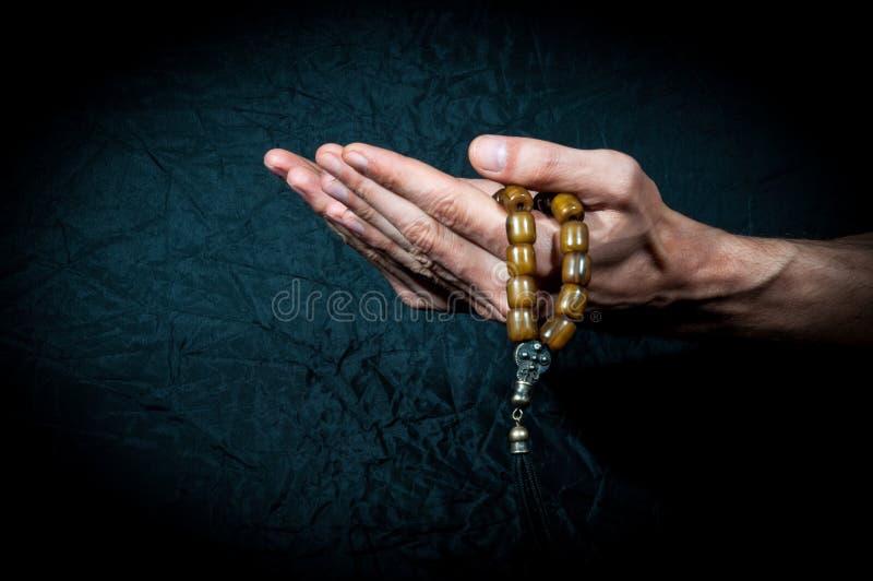 Praying Hands Holding Rosary Stock Photo - Image of confession, faith ...
