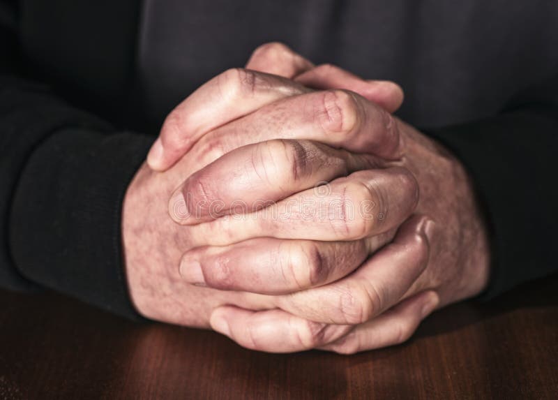 Praying Hands of an Older Man Stock Photo - Image of theology ...