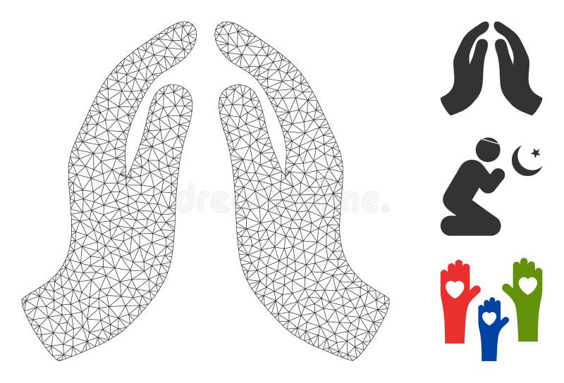 Praying Hands Polygonal Frame Vector Mesh Illustration Stock Vector ...