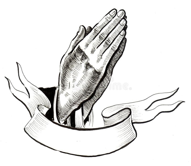 Praying hands stock illustration. Illustration of tattoo - 99981972