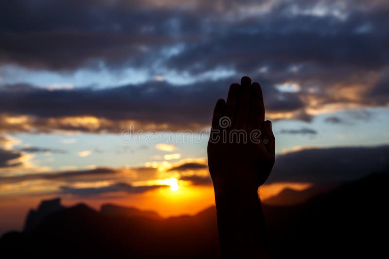 Praying Hands on Sunset Background Stock Photo - Image of hope, easter ...