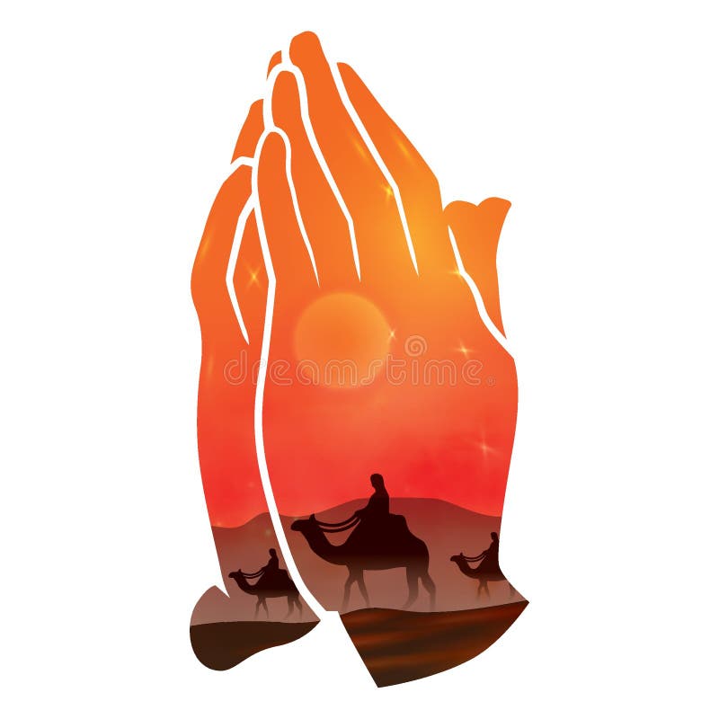 Praying Hands. Vector Illustration Decorative Design Stock Vector ...