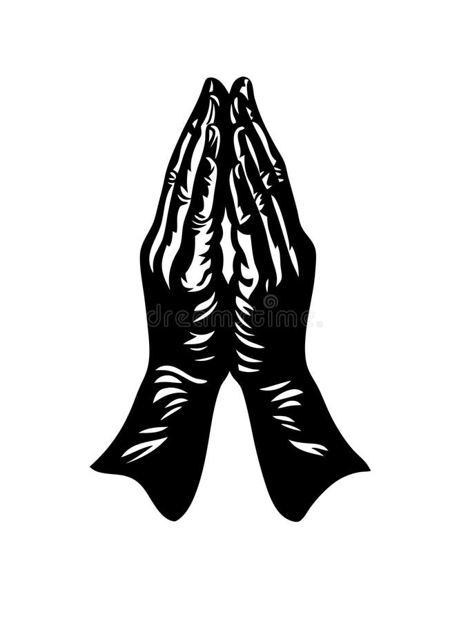 Praying Hands Vector Illustration Spiritual Art Design for Tattoos and ...