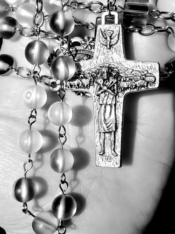 Praying the Holy Rosary in the Palm of a Hand. Stock Photo - Image of ...