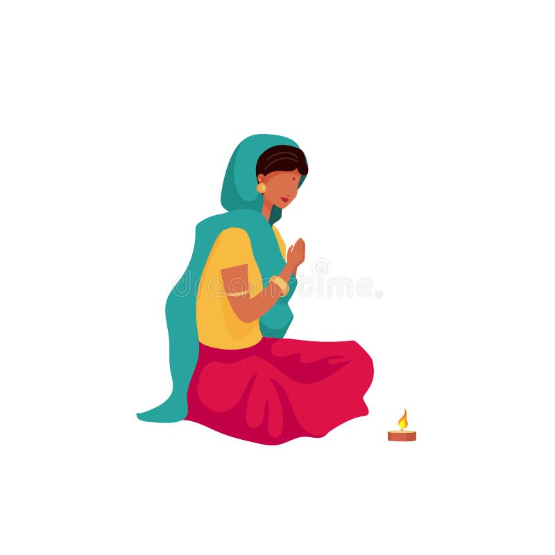 Praying Indian Girl Flat Color Vector Faceless Character Stock Vector ... Praying Indian Girl Flat Color Vector Faceless Character Stock Vector ...