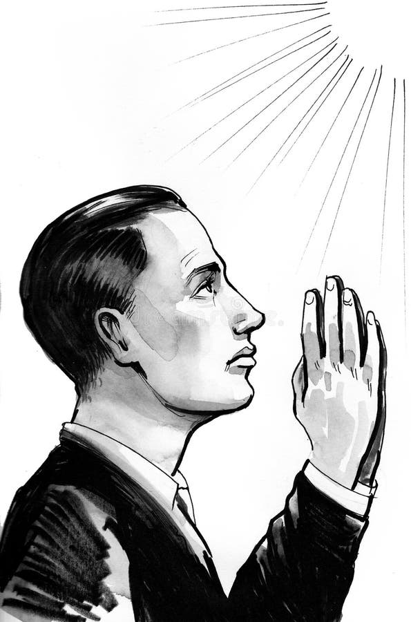 Praying man stock illustration. Illustration of church - 101073371