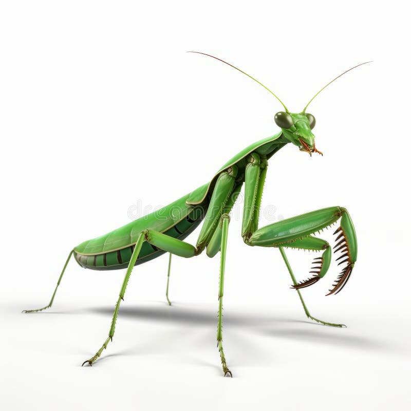Highly Detailed 3d Green Praying Mantis on White Background Stock Image ...