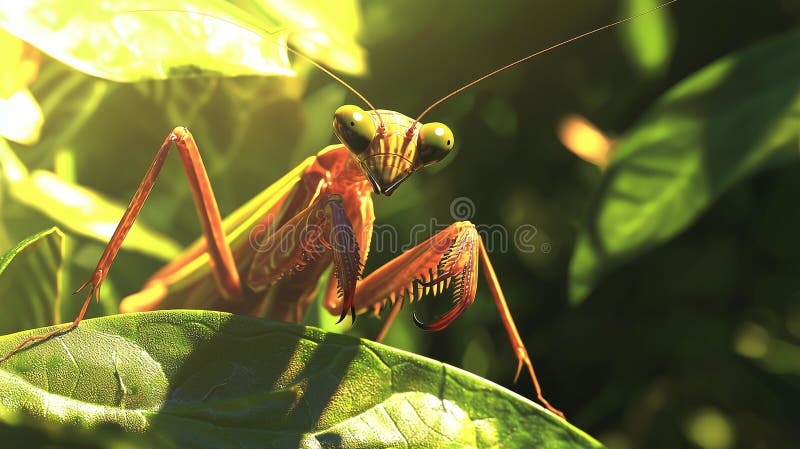A Photorealistic Macro View of a Praying Mantis with Piercing Eyes ...
