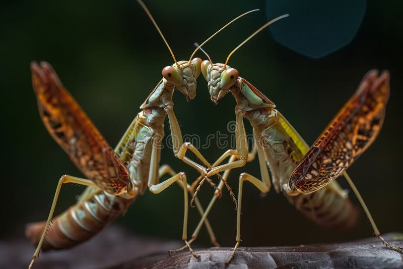Generative Ai Illustration of a Pair of Praying Mantis Stock ...