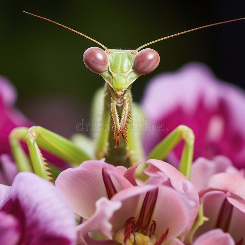 Praying Mantis Sitting on Flower Stock Image - Image of grass, life ...