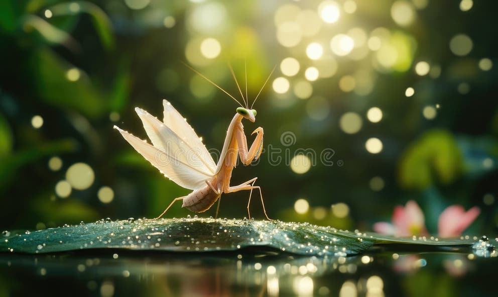 A Praying Mantis is Standing on a Leaf Stock Image - Image of orange ...