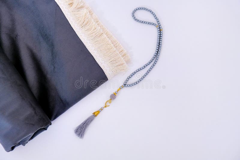 Praying Mat Top View White Background. Islamic Shop Items Stock Photo ...