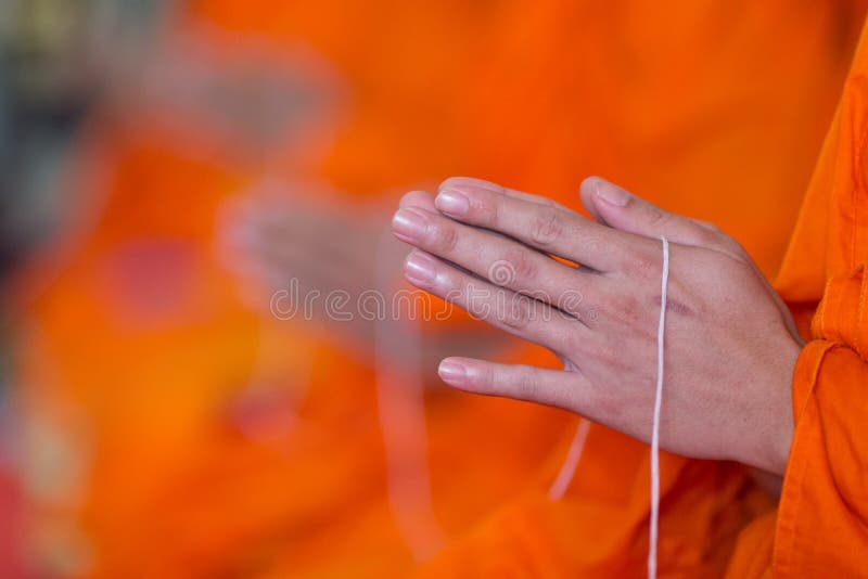 Monk with Hand Holding Give Alms Bowl Which Came Out of the Offerings ...
