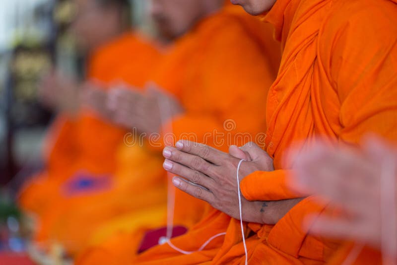 Praying monk hand stock image. Image of pray, rope, hand - 33264773