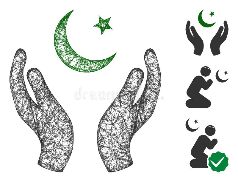 Praying Muslim Hands Polygonal Web Vector Mesh Illustration Stock ...