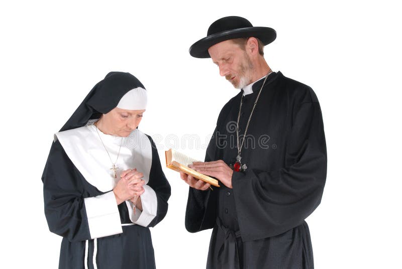Praying nun and priest stock image. Image of monastery - 3668009