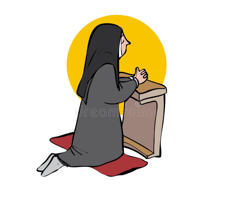 Praying nun stock vector. Illustration of habit, kneel - 44504447