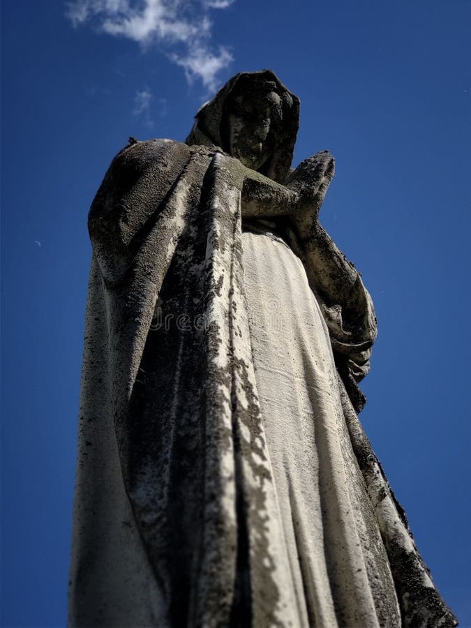 Praying Sculpture Statue Religious Stone Cement Sky Stock Image - Image ...