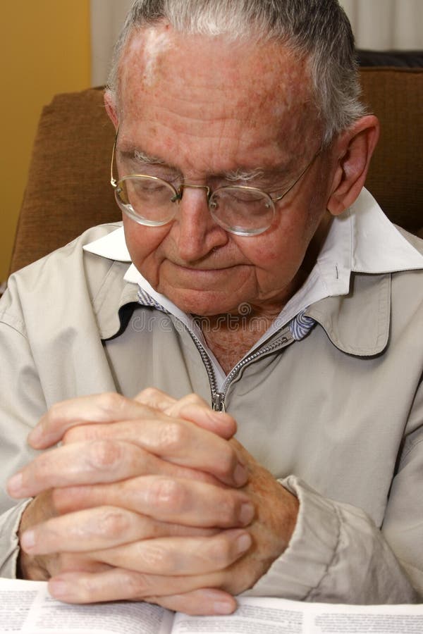 Praying senior citizen stock photo. Image of profile, balding - 3547278