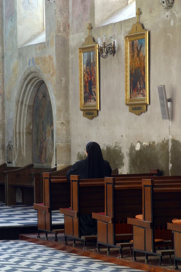 Praying Inside Catholic Church Stock Image - Image of religion, people ...