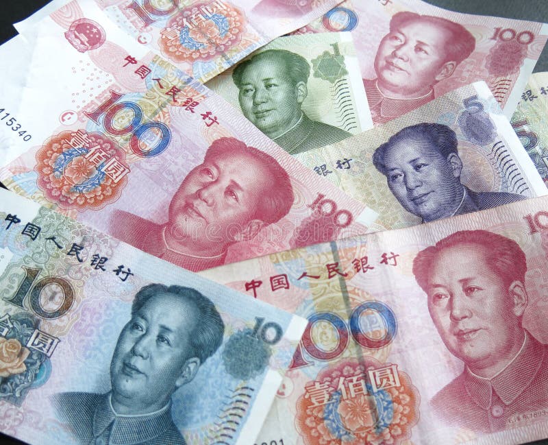Five Different Face Values of Chinese Banknotes Stock Photo - Image of ...