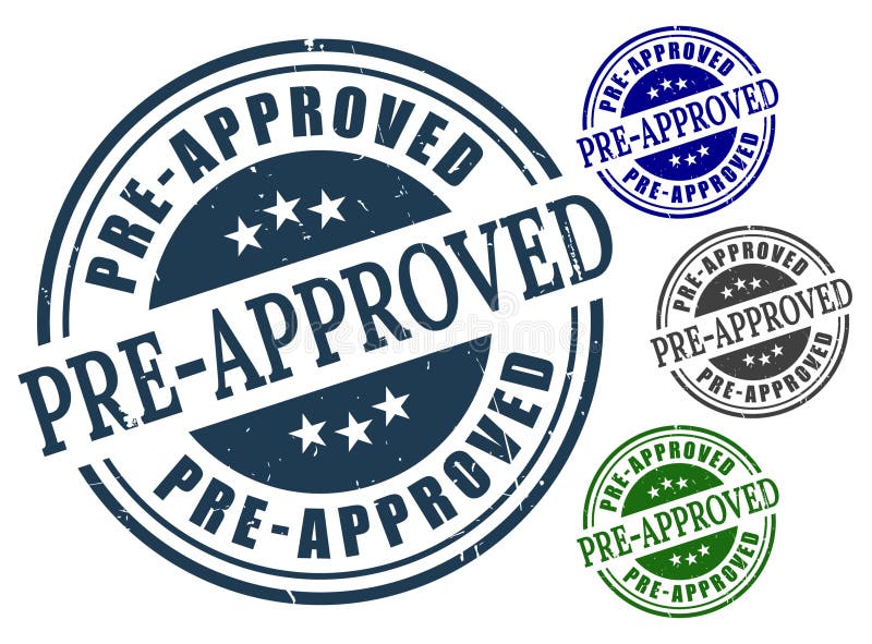 Pre-Approved Stamp Vector Set, Grunge Style Verified Label Collection Stock Vector ...