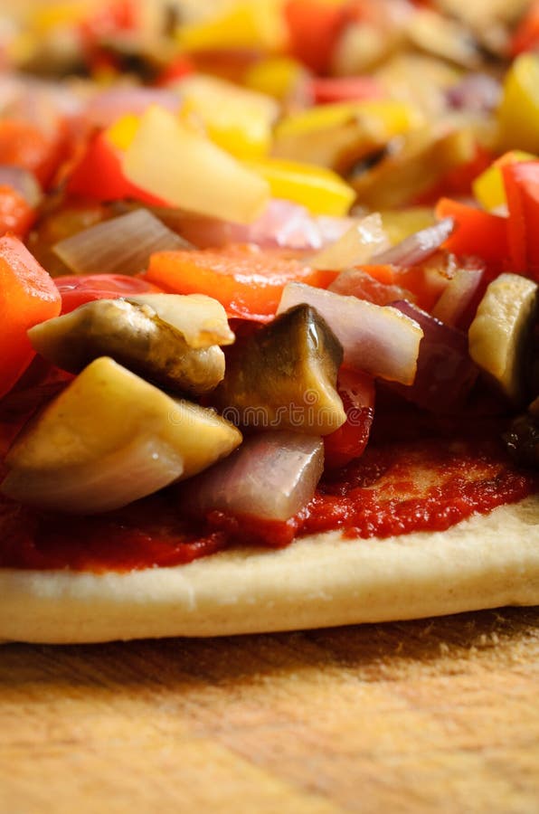 Pre-baked Vegetable Pizza Close Up Stock Image - Image of ready, topped ...