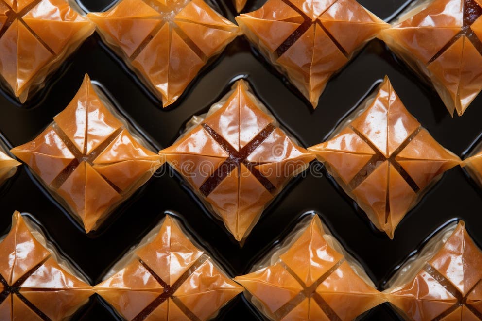 Pre-cut Diamond Pattern in Unbaked Baklava Stock Photo - Image of ...