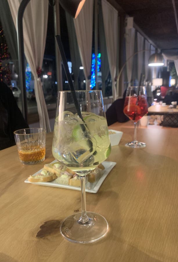 Pre-dinner Drinks in a Cocktail Bar Stock Image - Image of table ...