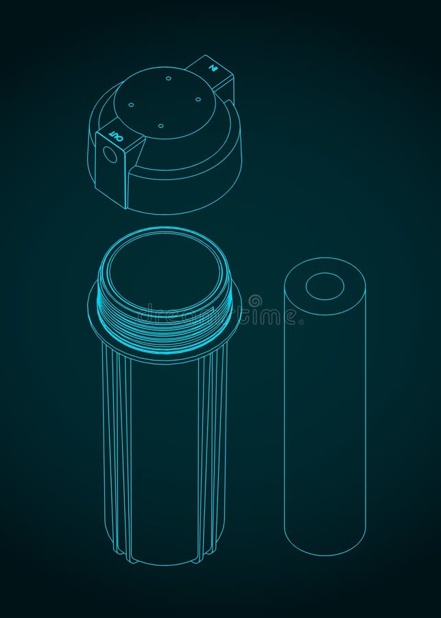 Pre-filter Bowl and Carbon Filter Blueprint Stock Vector - Illustration ...