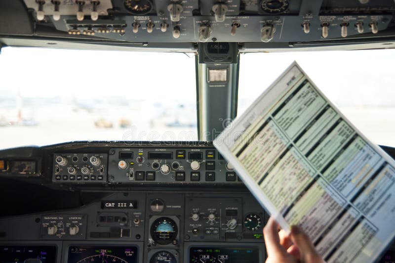 Pre-flight Checklist at Flight Deck Stock Image - Image of deck, flight ...