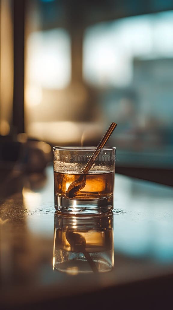 Pre-flight Espresso Shot with Stir Stick. Stock Photo - Image of liquid ...