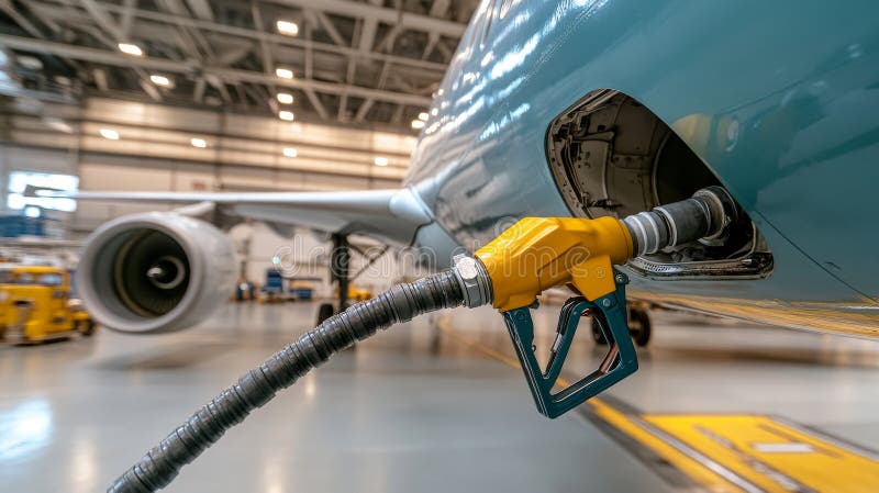 Pre-Flight Preparations Modern Airplane Refueling, Close-Up on the ...