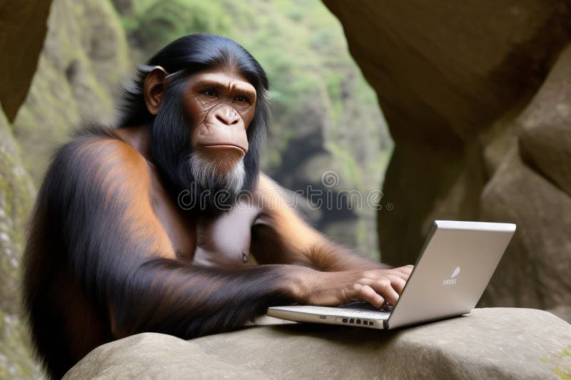 Pre-human Using Modern Computing Device, Illustrating the Progress of ...